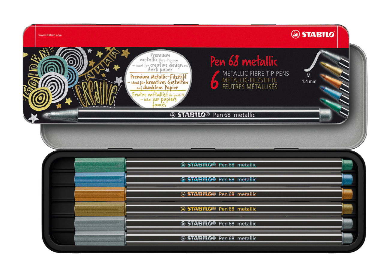 Premium-Filzstift STABILO Pen 68 metallic Fasermaler - 8er Metalletuin ...